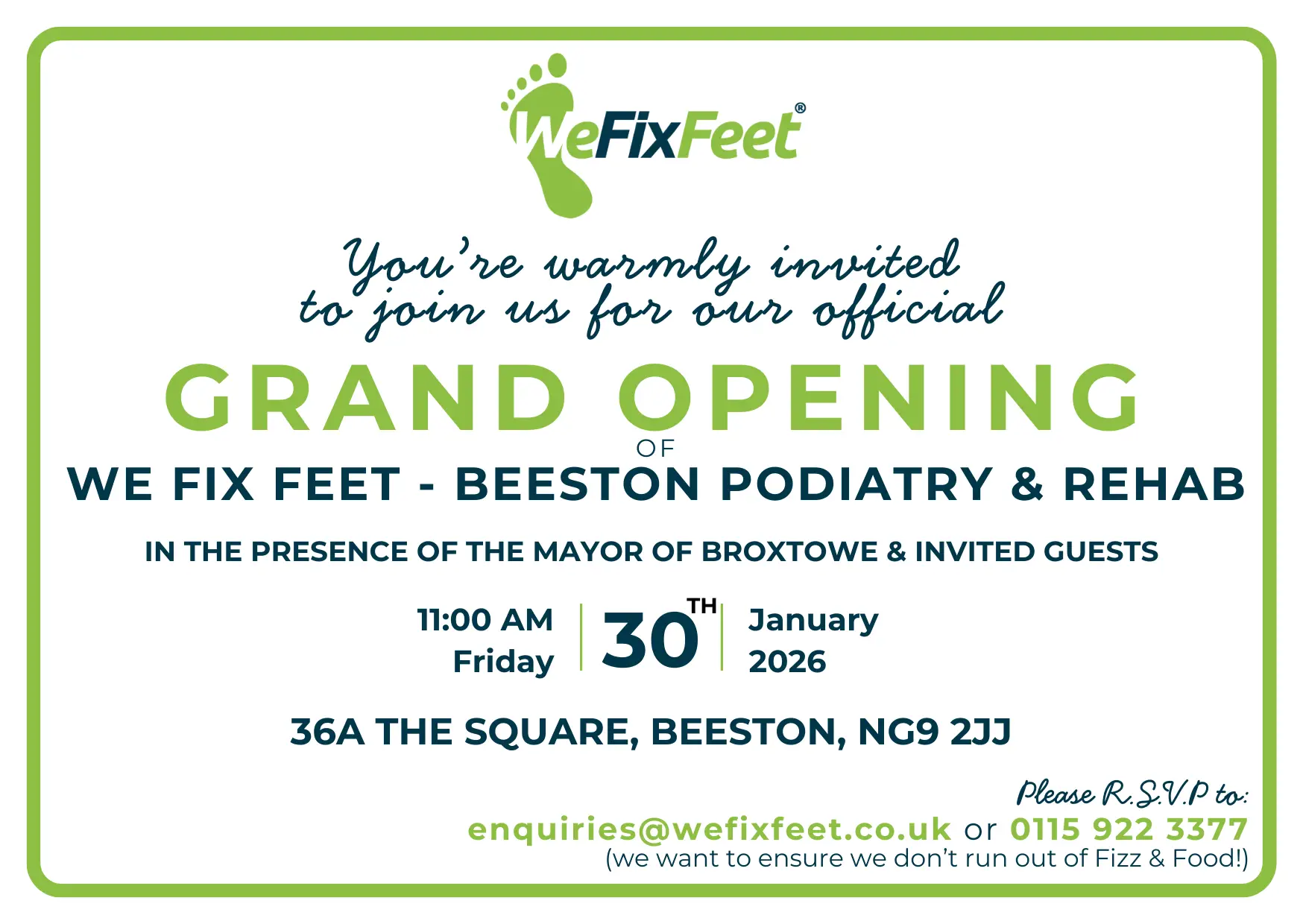 We Fix Feet Beeston Grand Opening - We Fix Feet